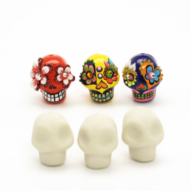Diy Supplies Ceramic Handmade Mini Skull Bead on Luulla
